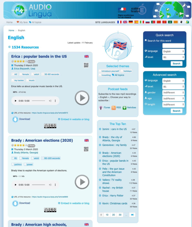 Audio-Lingua: Searchable Audio Database of Native Speaker Recordings ...