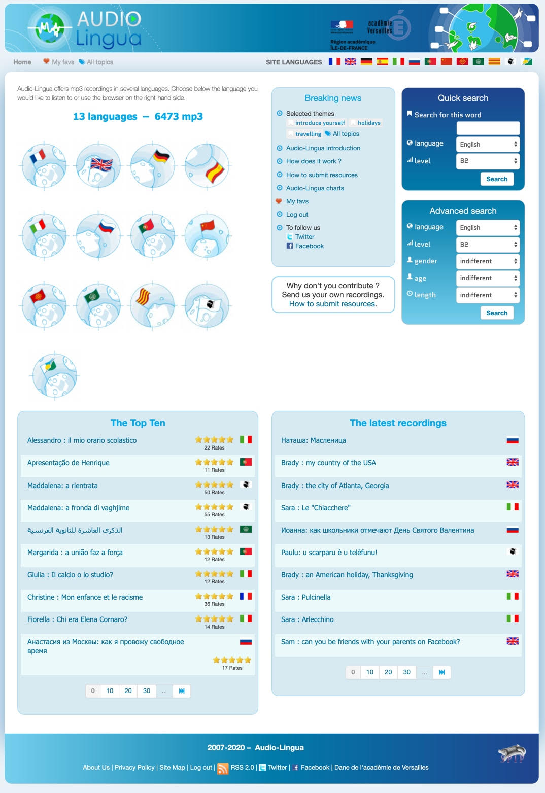 Audio-Lingua: Searchable Audio Database of Native Speaker Recordings ...