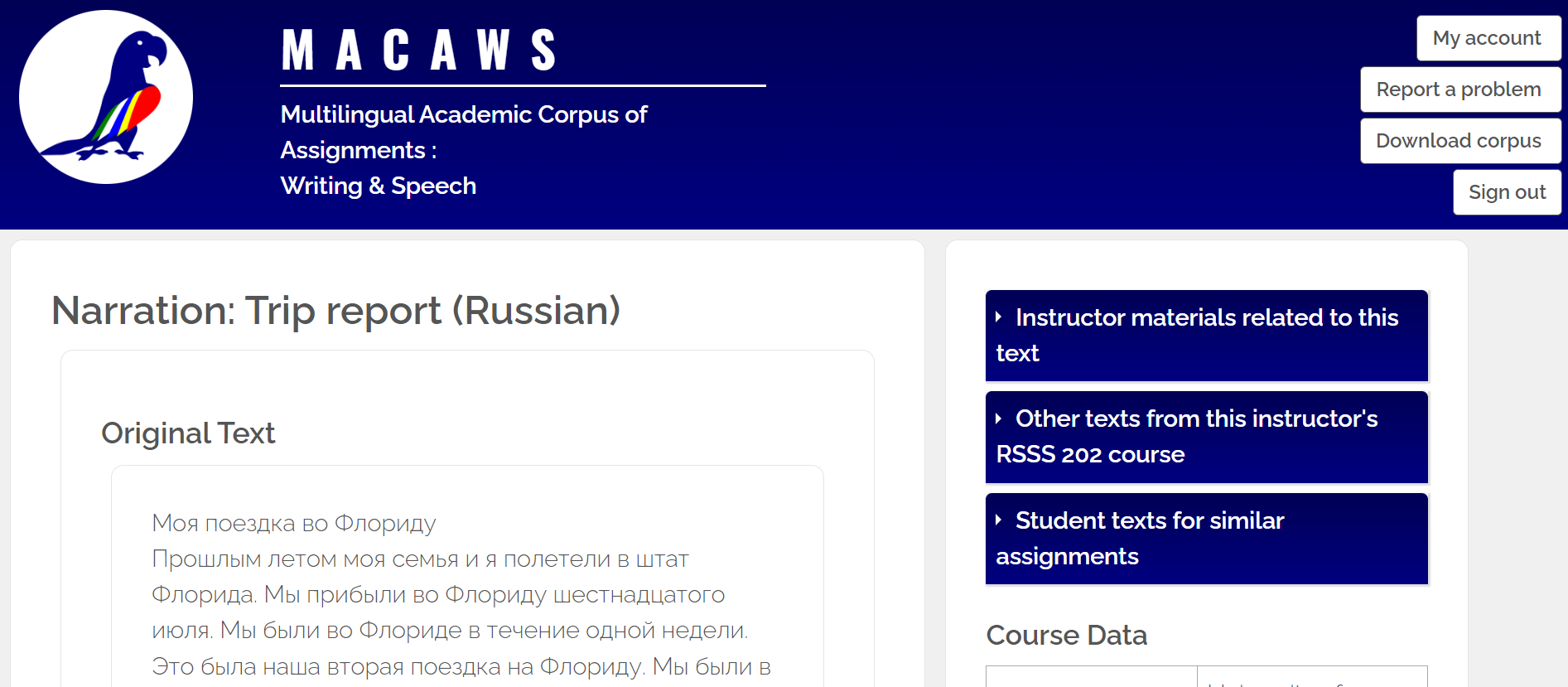 Teaching with Learner Corpus Data - The FLTMAG